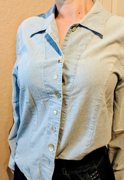 J. Jill | Tops | Jjill Chambray Button Down Shirt Cotton | Poshmark